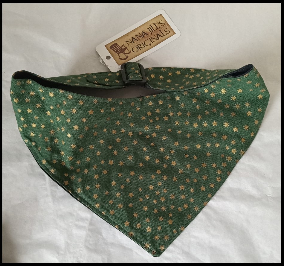 Dog Christmas Bandana Nana Jill's Large Green with Gold Star - Petworkz