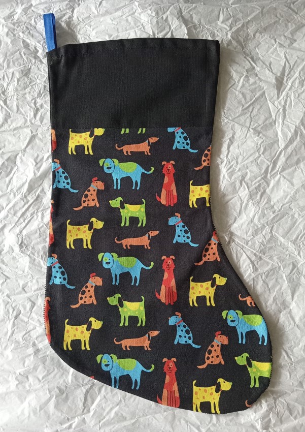 Dog Christmas Stocking Nana Jill's Black with Multi-Colour Dogs - Petworkz